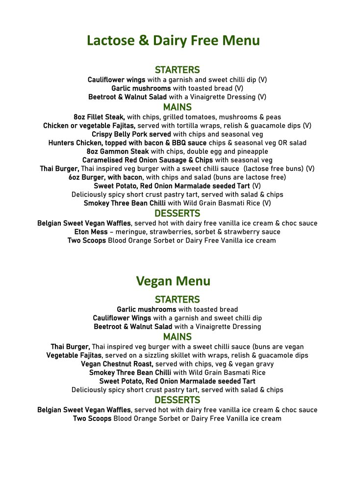 menus – The Hare & Hounds