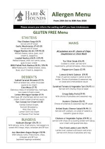 menus – The Hare & Hounds