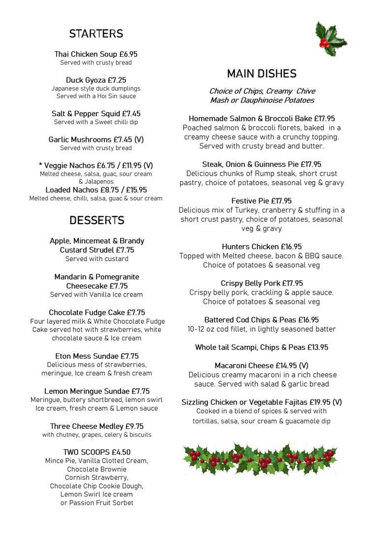 menus – The Hare & Hounds