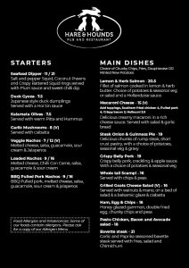 menus – The Hare & Hounds